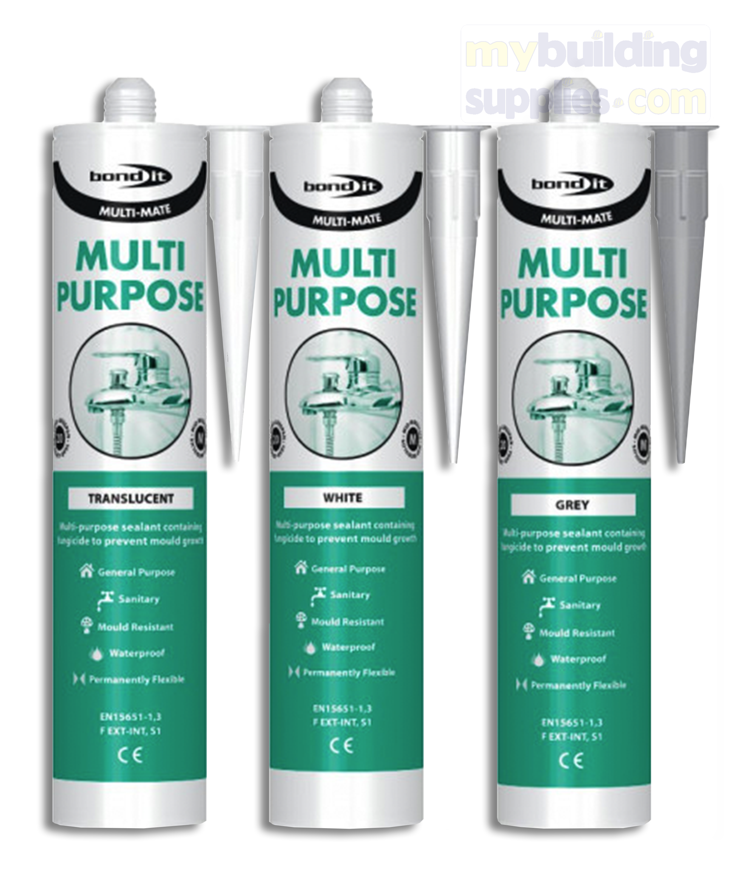 Bond It Multi-Mate Multi-Purpose Silicone - White, Grey, Translucent ...